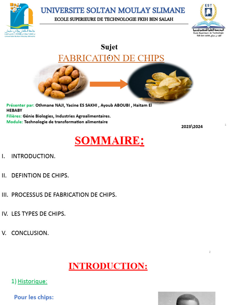 Processus de Fabrication de Chips | PDF | Chips | Cuisine