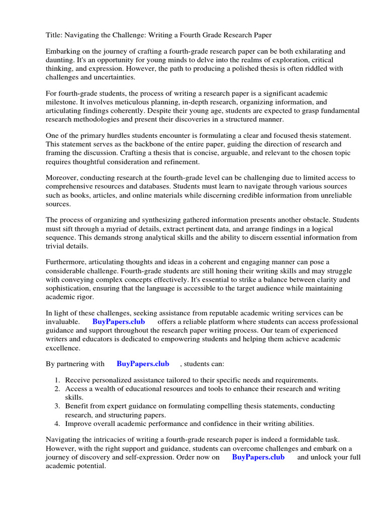 Fourth Grade Research Paper Rubric | PDF | Rubric (Academic) | English ...