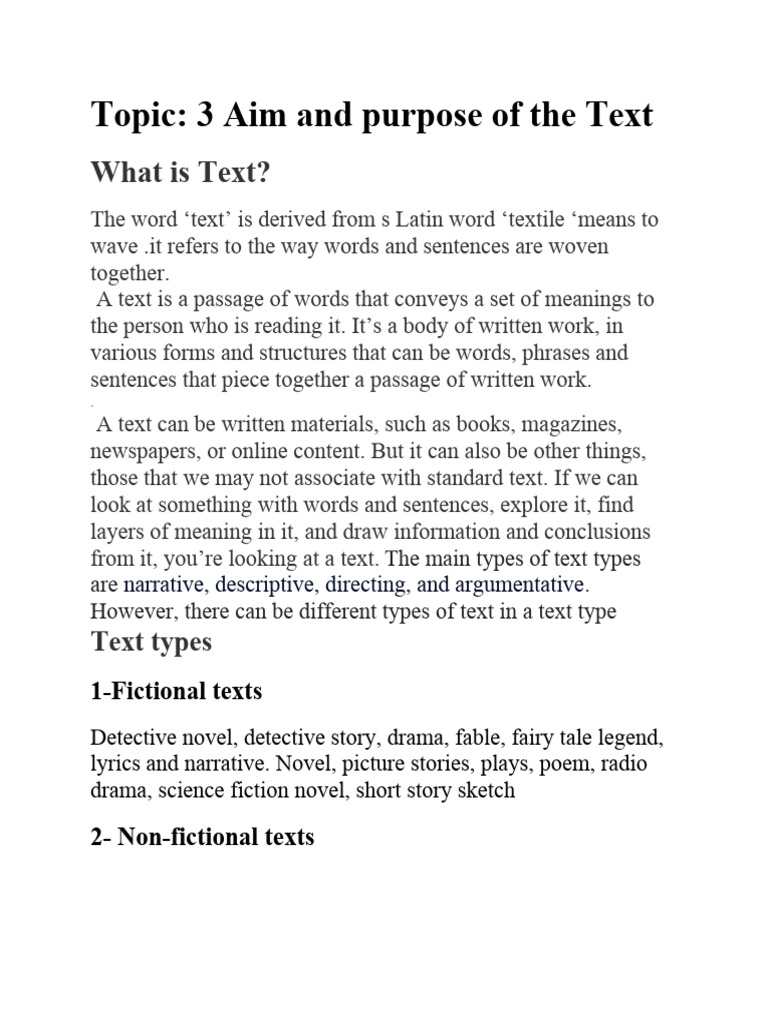 Aim and Function of Text (Functional English) | PDF | Narrative ...