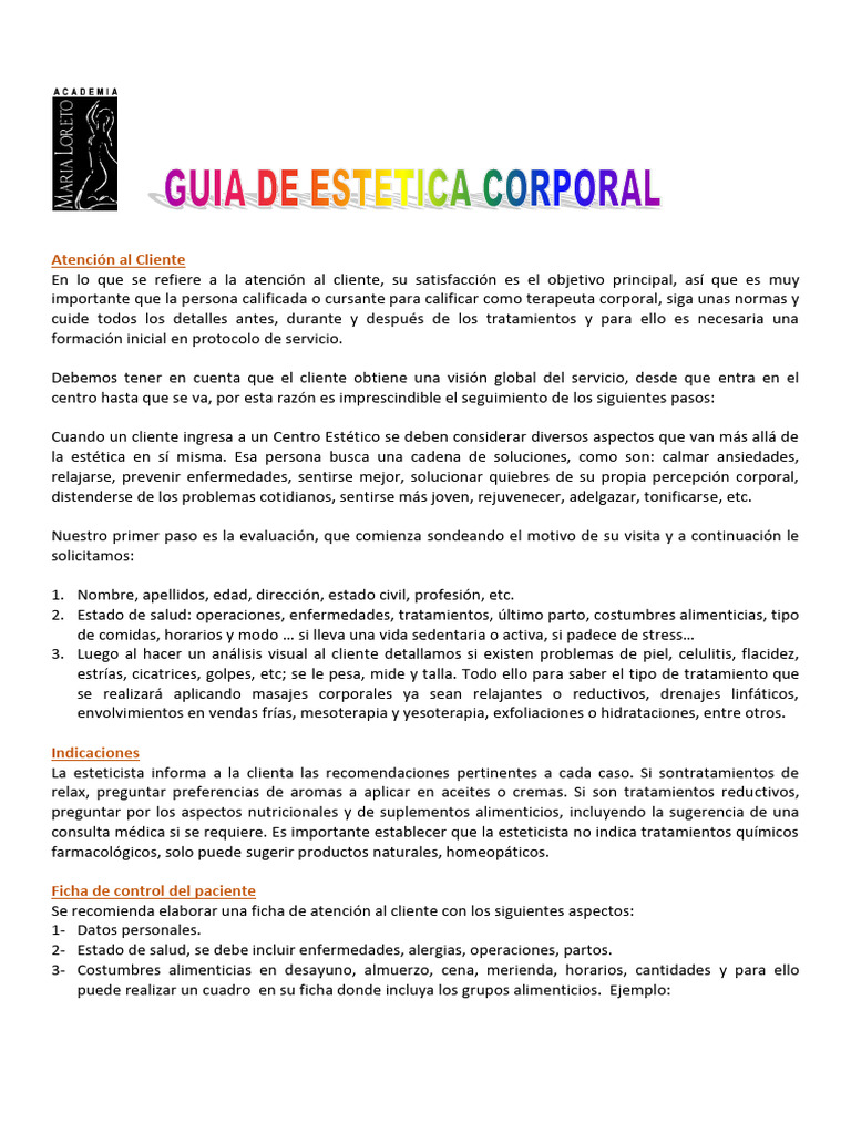Guia de Estetica Corporal | Descargar gratis PDF | Masaje | Índice de masa corporal