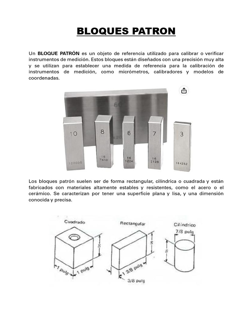 Bloque Patron | PDF | Calibración | Medición