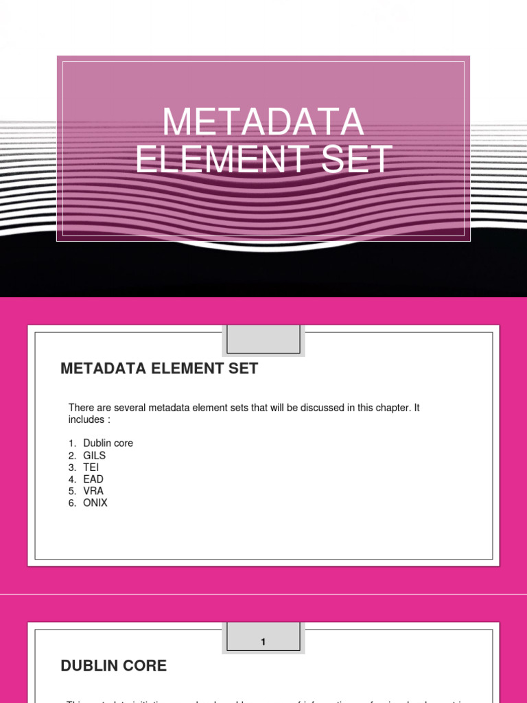 Chapter 6 Metadata Elements Set | PDF | Metadata | Information Science