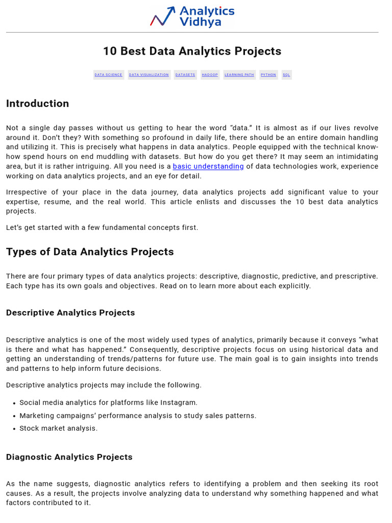 Top 10 Data Analytics Projects Explained | PDF | Analytics | Data Analysis