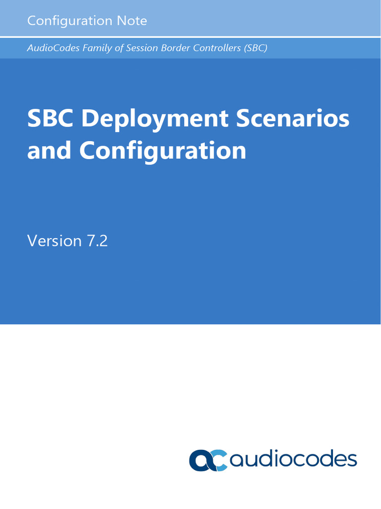 SBC Deployment Scenarios and Configuration Ver 72 | PDF | Session ...