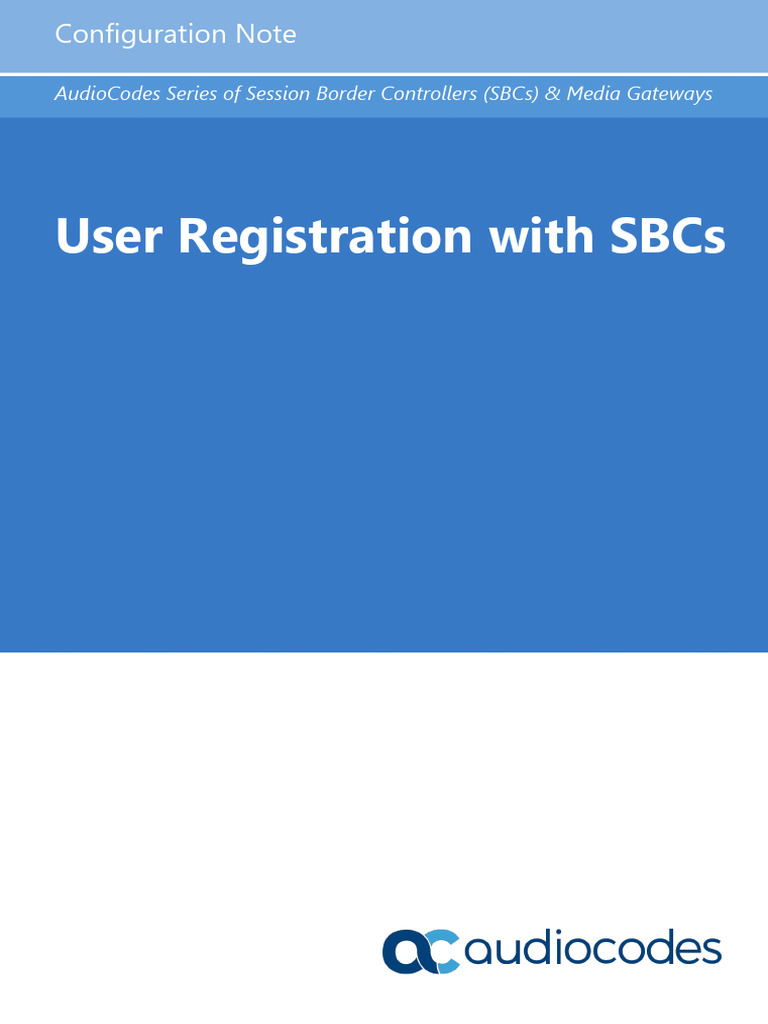 User Registration With Sbcs Configuration Note | PDF | Session Initiation Protocol | Computing