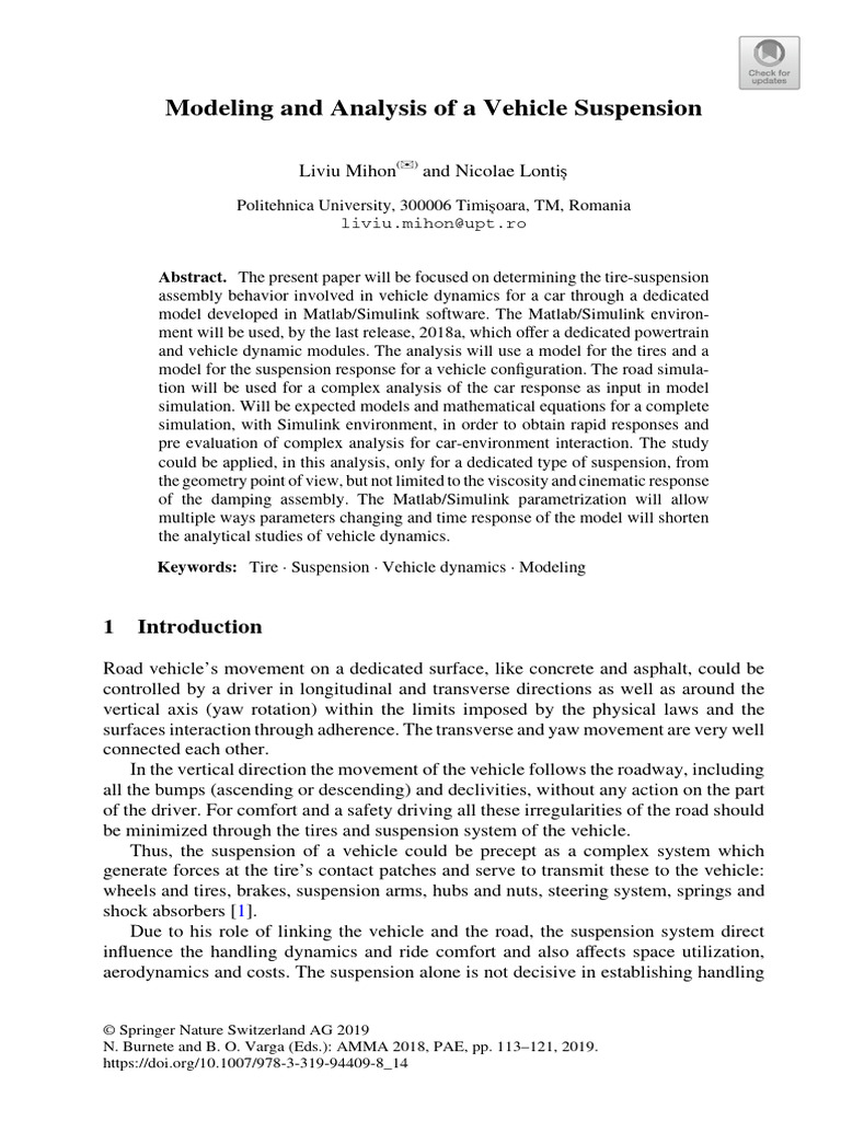 Vehicle Suspension Dynamics Analysis | PDF | Force | Mechanical Engineering