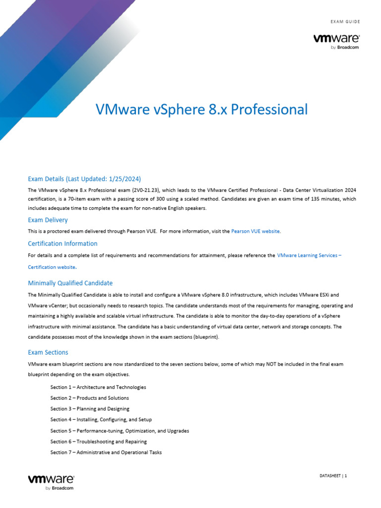 VMW VCP DCV 8 Exam Guide | PDF | Virtual Machine | Public Key Certificate