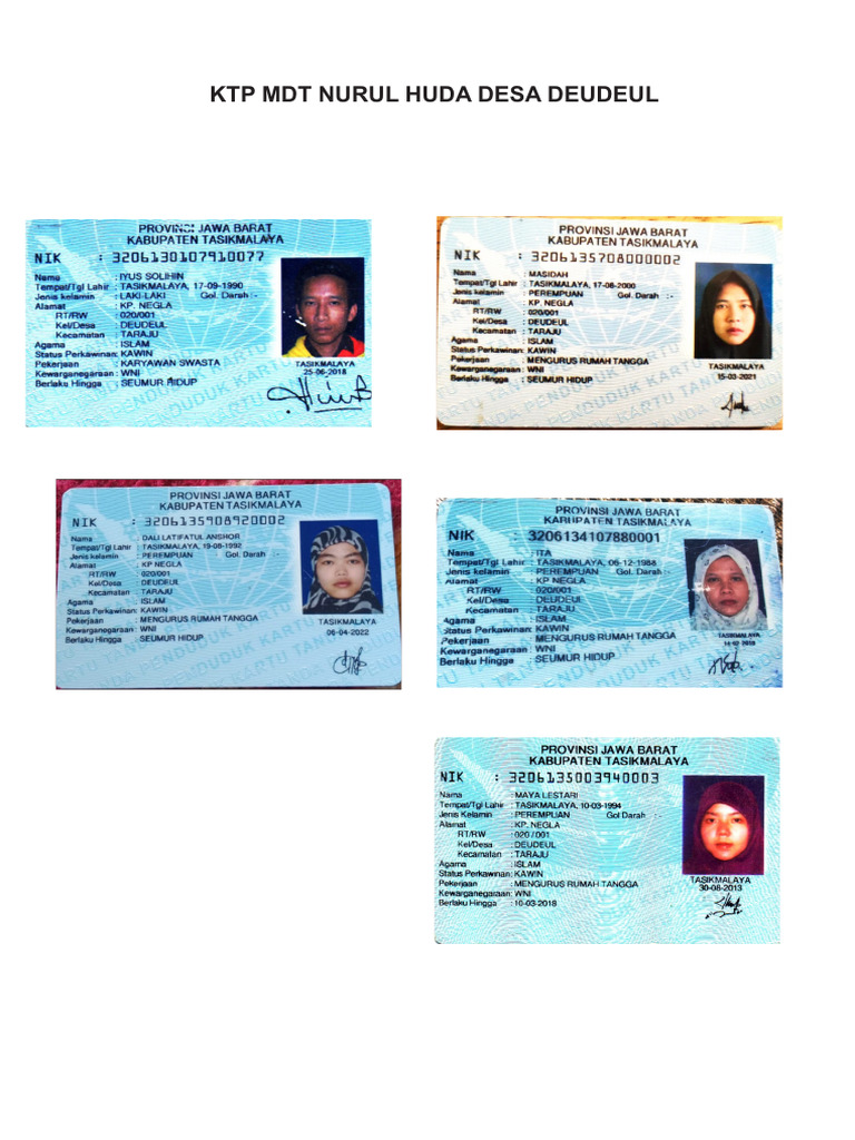 KTP Kepala Dan Guru MDT Se Desa Deudeul | PDF