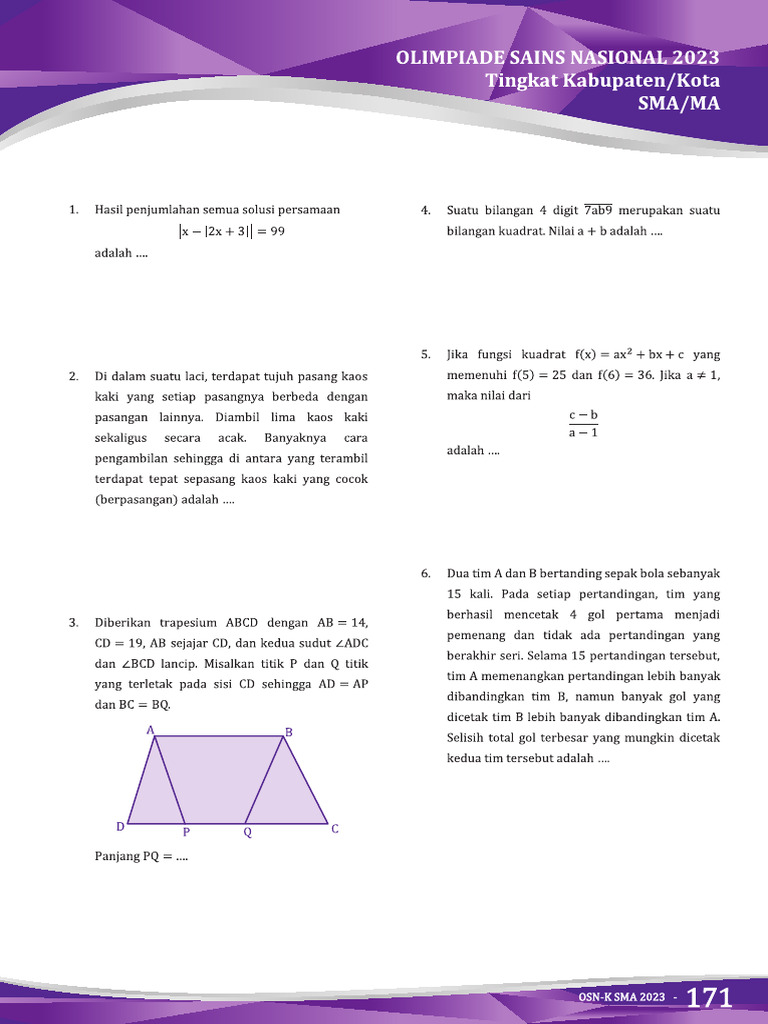 Soal & Pembahasan OSK SMA 2023 | PDF