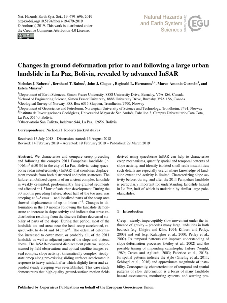 Changes in Ground Deformation Prior To and Followi | PDF | Landslide ...