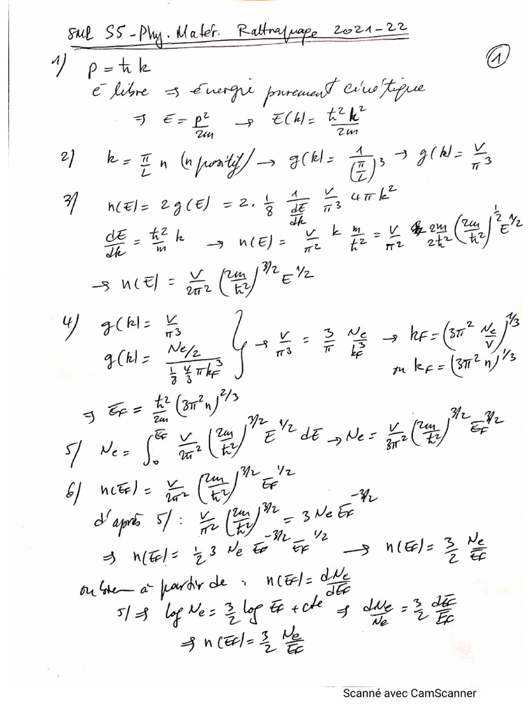 Corrigé Exam Sess Rattr Phys Mat 2021-22 | PDF