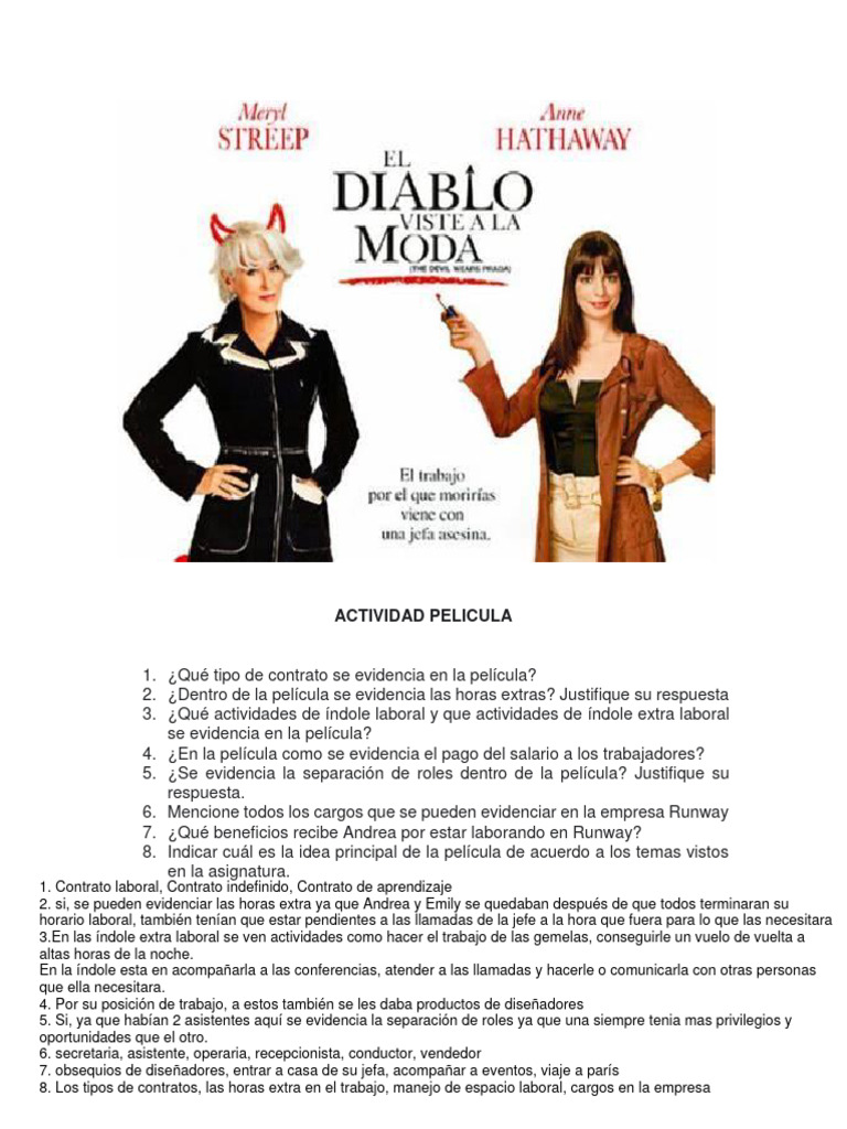 Análisis Laboral en "El Diablo Viste a la Moda" | PDF