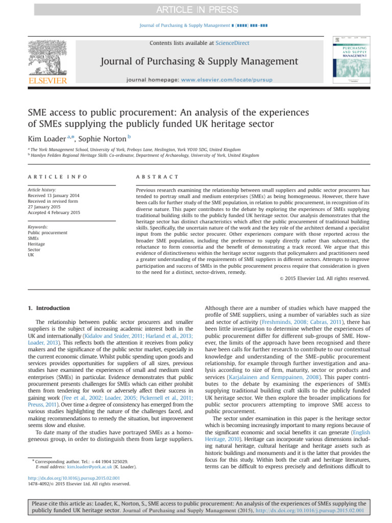 SME Access To Public Procurement - An Analysis of The Experiences | PDF ...
