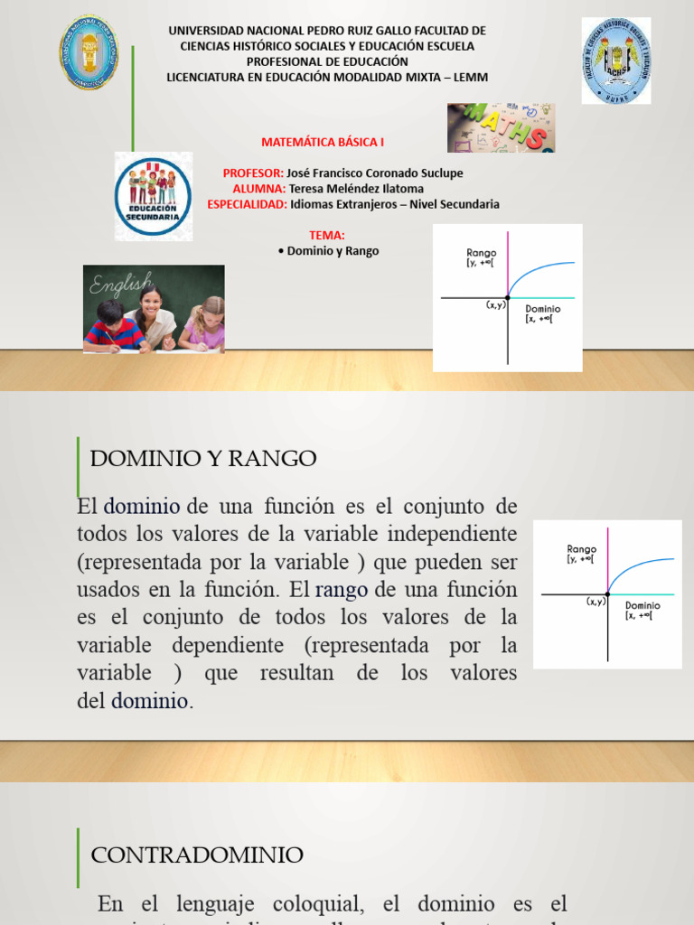 Dominio y Rango | PDF | Función (Matemáticas) | Variable (Matemáticas)