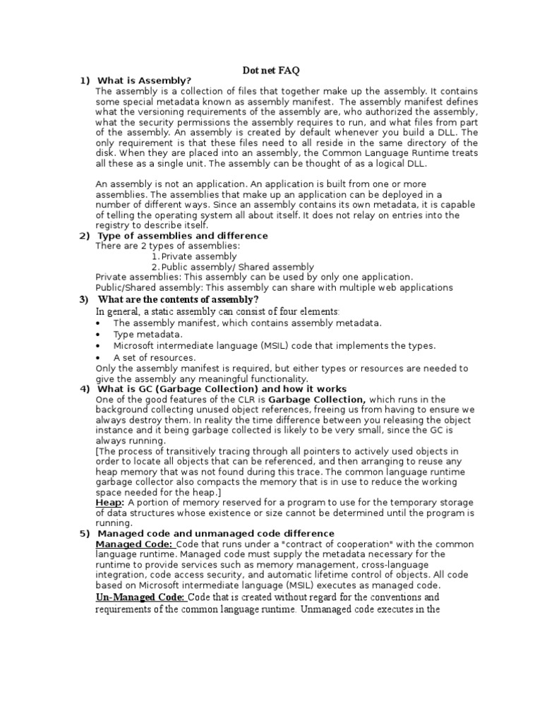 Dot Net Faq Pdf Xml Component Object Model 0967