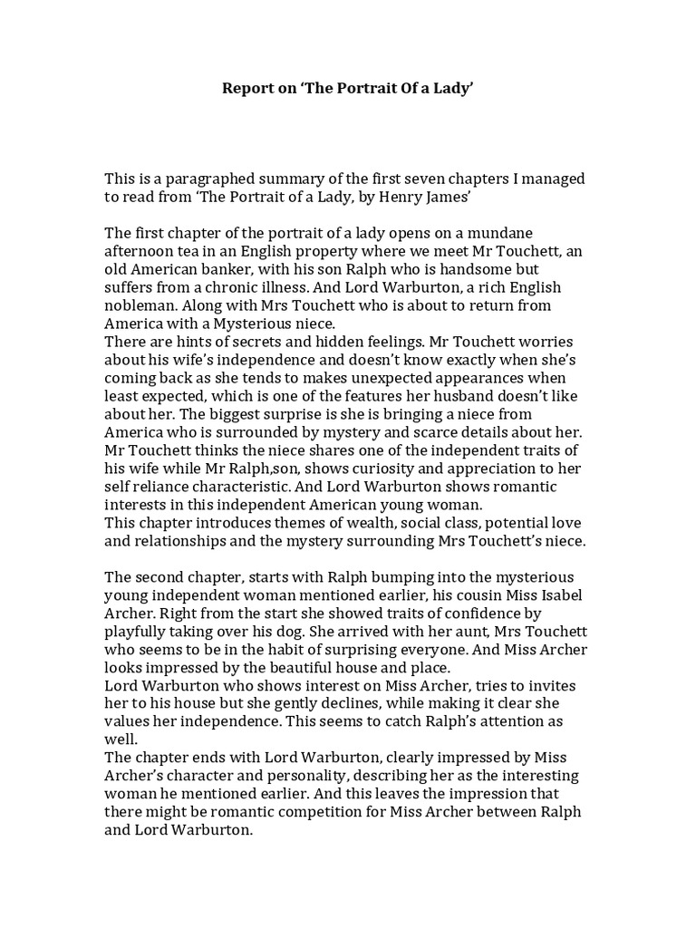 Summary of Isabel Archer's Journey | PDF | The Portrait Of A Lady
