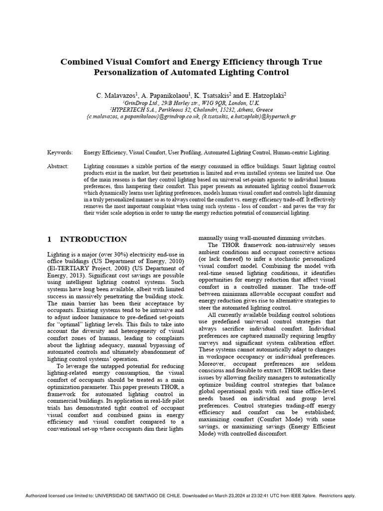 Combined Visual Comfort and Energy Efficiency Through True Personalization of Automated Lighting ...