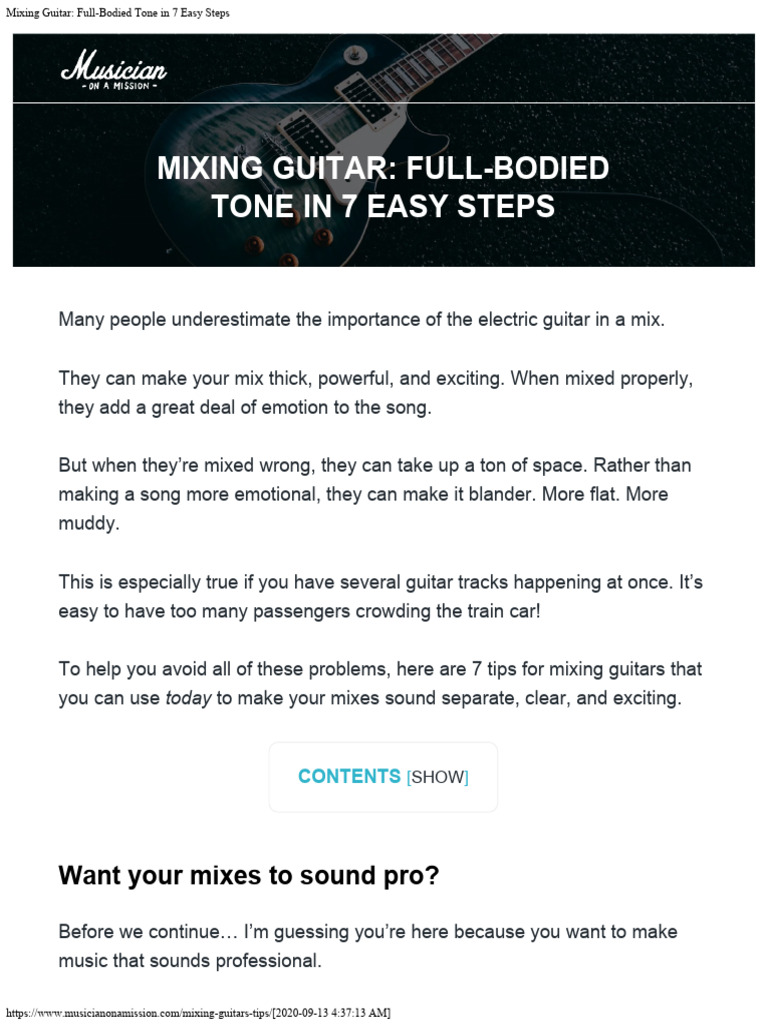 Mixing Electric Guitar Pdf Amplifier Equalization Audio