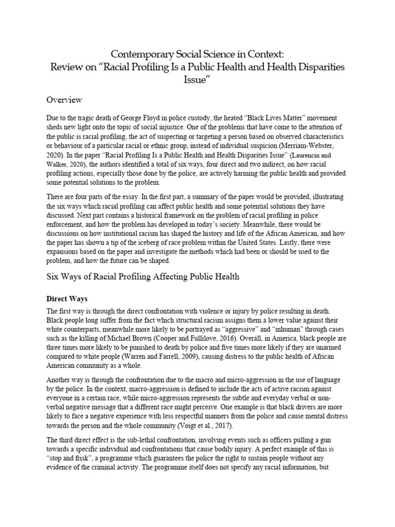 Contemporary Social Science in Context | PDF | Terry Stop | Racial ...