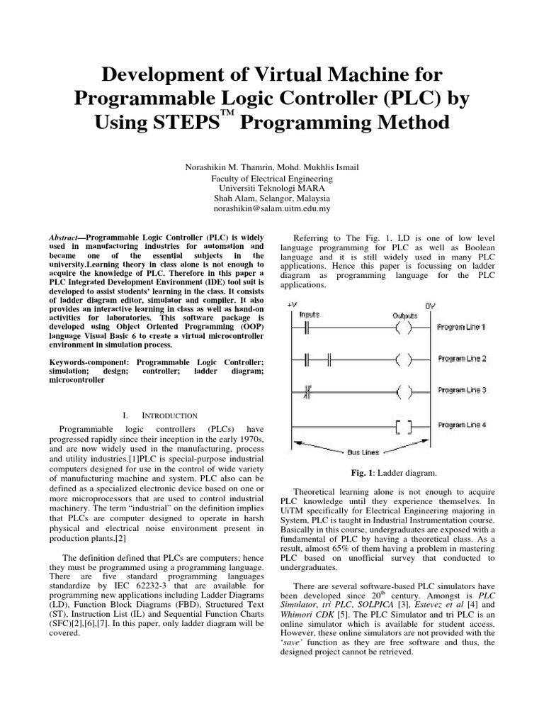 Development of Virtual Machine For Programmable Logic Controller (PLC) by Using STEPS ...
