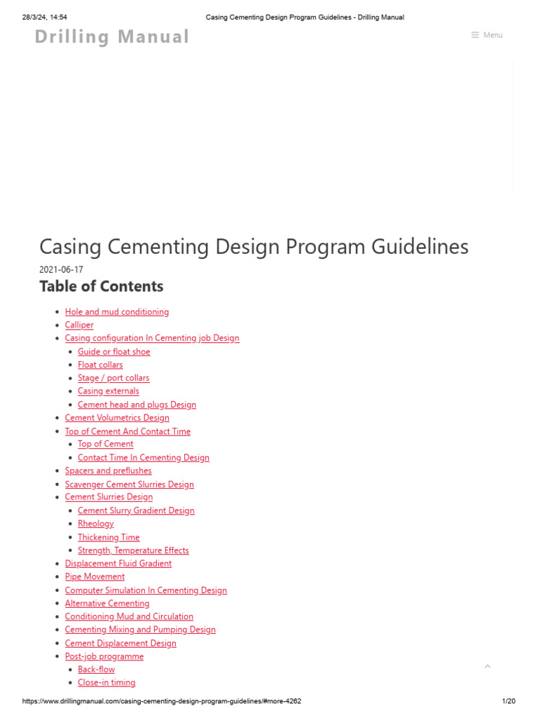 Casing Cementing Design Guide | PDF | Casing (Borehole) | Oil Well