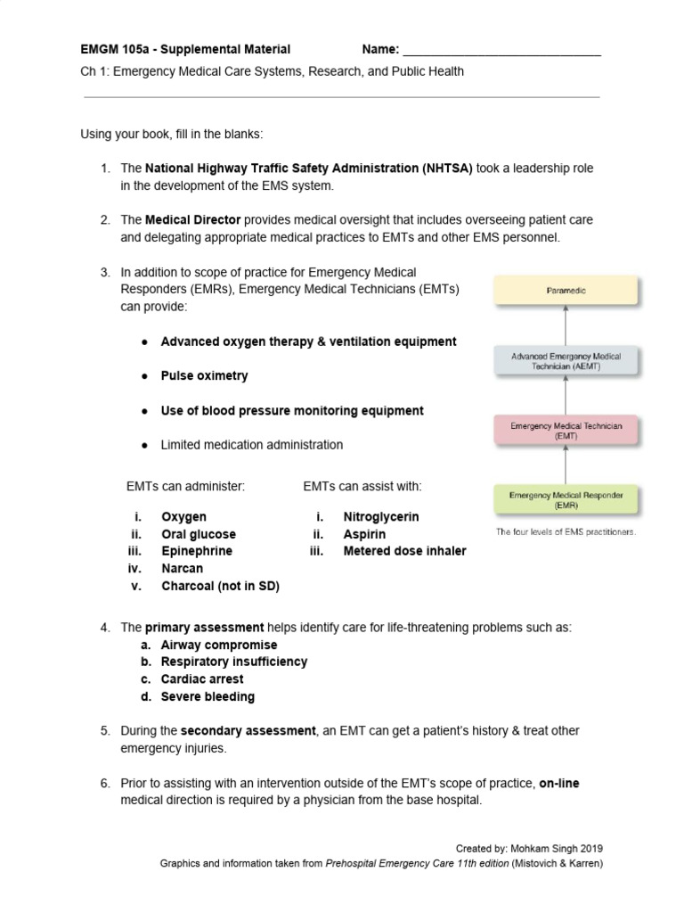Chapter 1 Answer Key | PDF | Emergency Medical Technician | Emergency ...