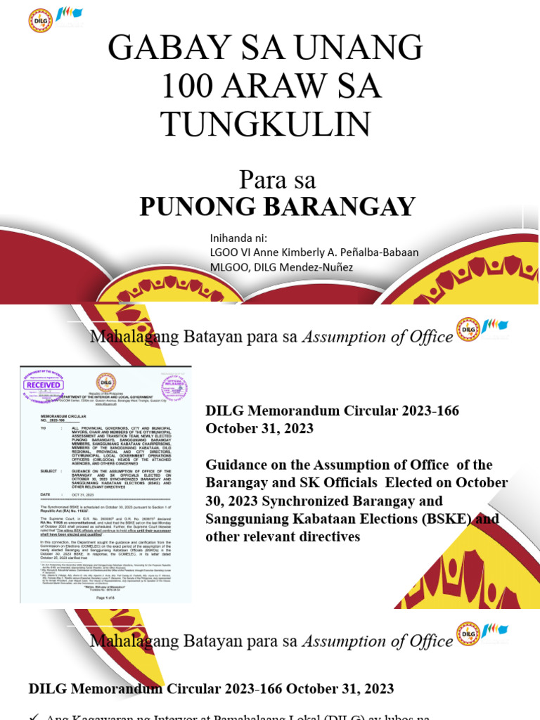 First-100-Days-Punong Barangay Version | PDF