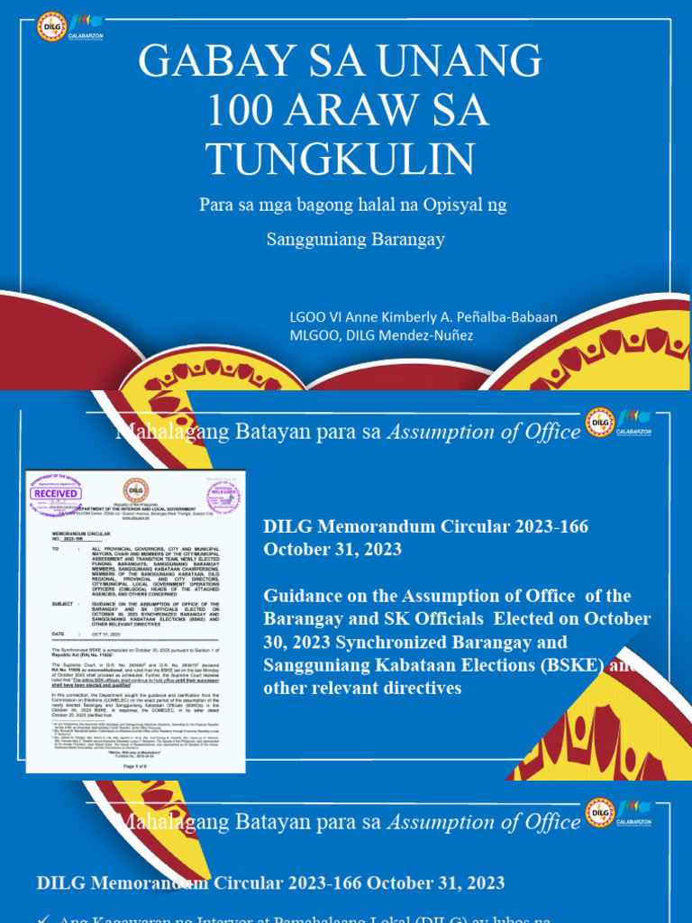 FIRST-100-DAYS-AKPB.-BARANAGY-TAGALOG-1-final | PDF