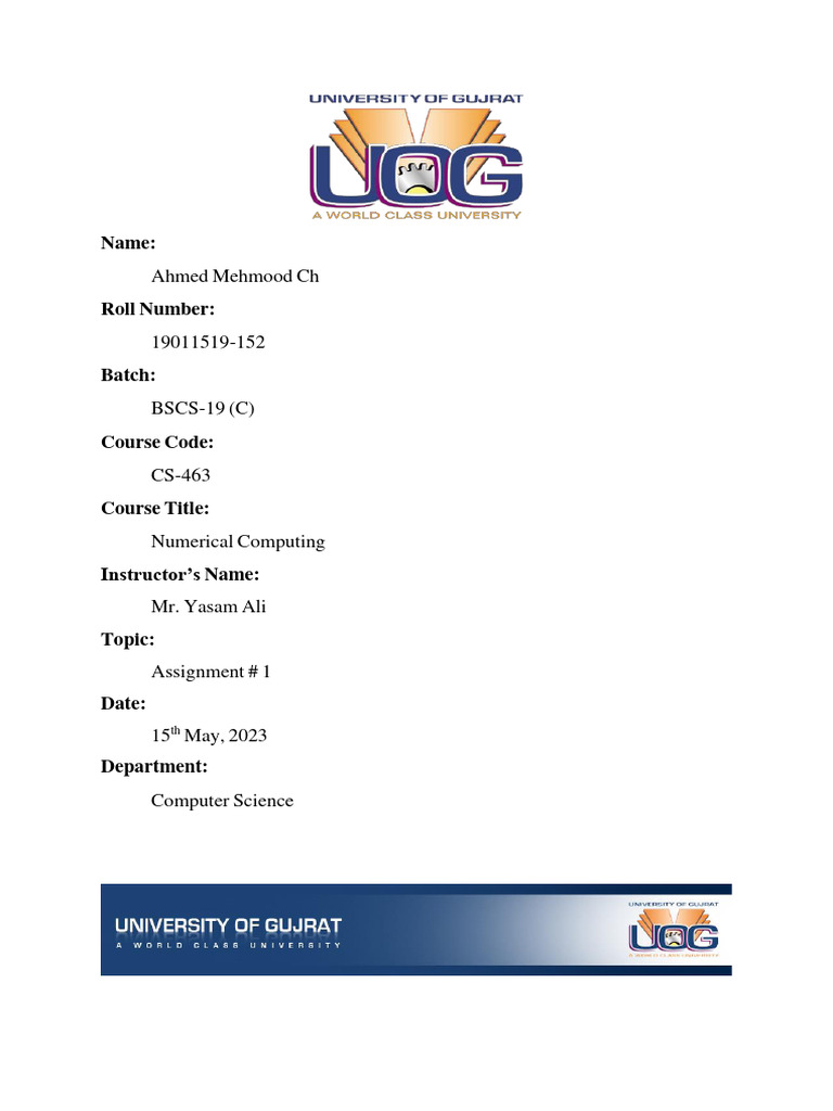 Numerical Computing Assignment 1 Download Free Pdf Theoretical Computer Science Mathematics