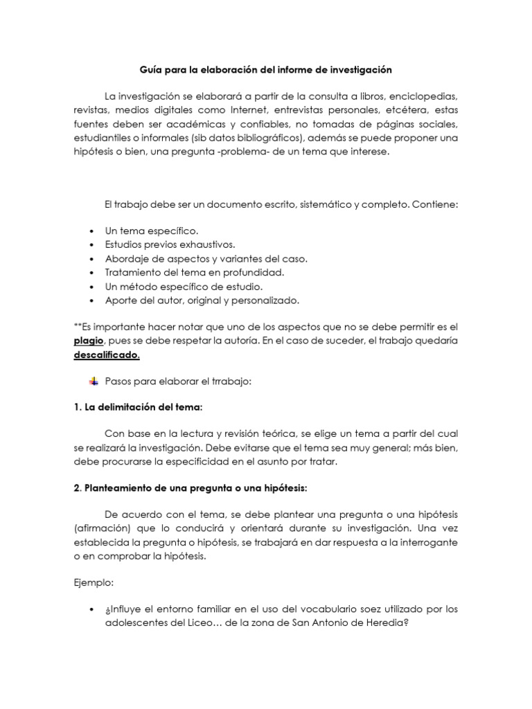 G4146-Guia para La Elaboracion Del Informe de Investigacion | PDF ...