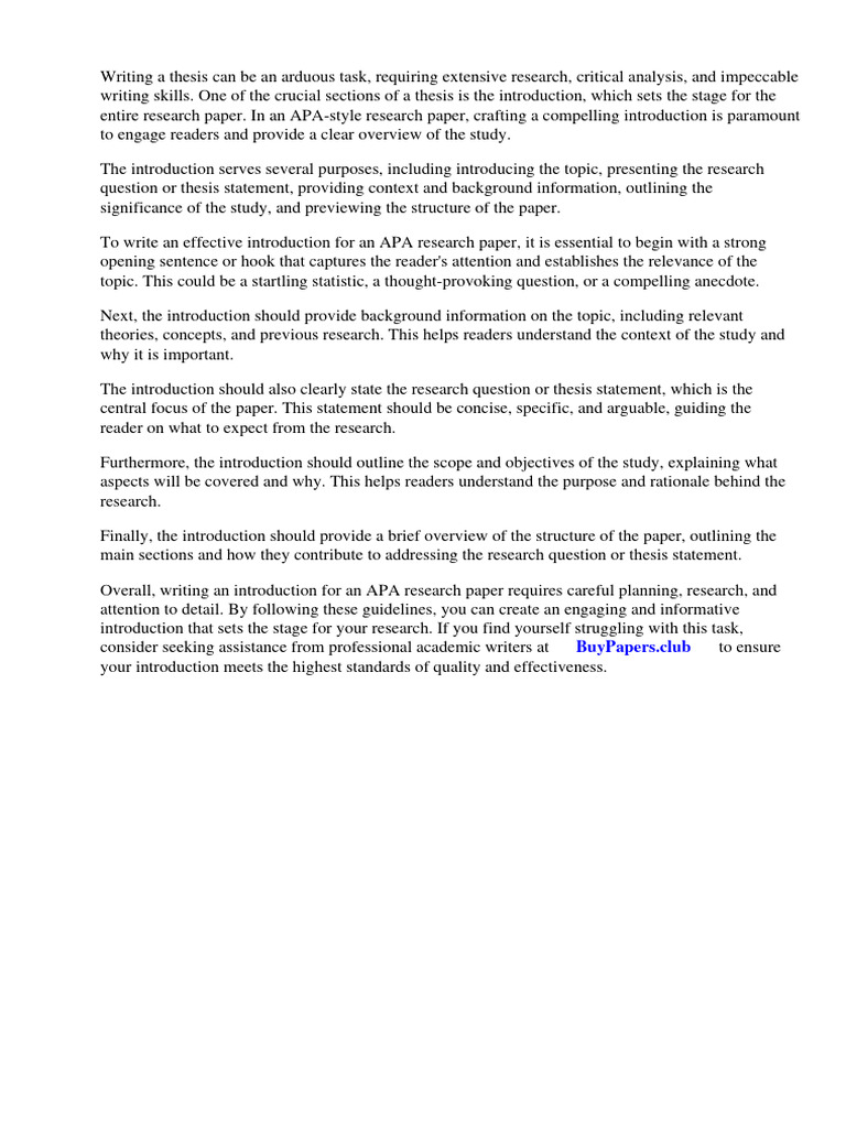 How To Write An Introduction Apa Research Paper Pdf Apa Style