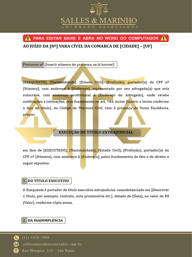 Execução de Título Executivo Extrajudicial | PDF | Advogado | Direito Comum