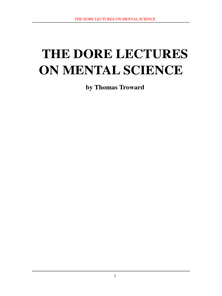 The Dore Lectures: Mental Science Insights | PDF | Thought | Mind