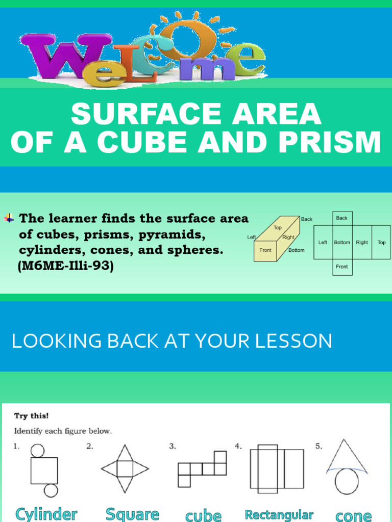 Sa of a Cube and Prism | PDF | Area | Triangle