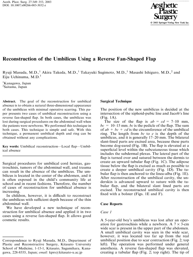 Reconstruction of The Umbilicus Using A Reverse Fan-Shaped Flap | PDF ...