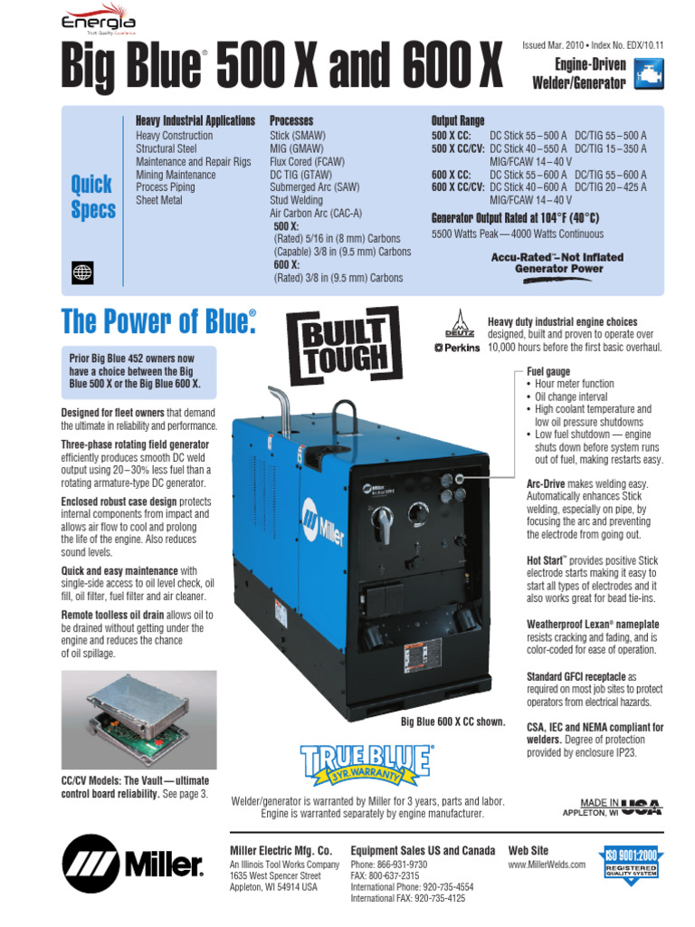 Miller Big Blue 500X | PDF | Switch | Alternating Current