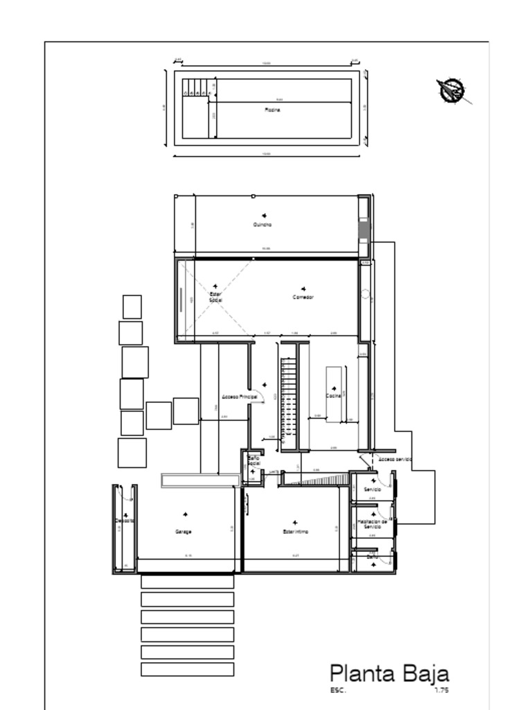 Plano de Planta Baja con Piscina y Quincho | PDF