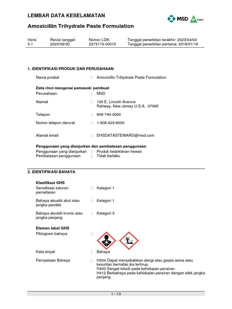 Product - Safety-Data-Sheets - Ah-Sds - Amoxicillin Trihydrate Paste ...