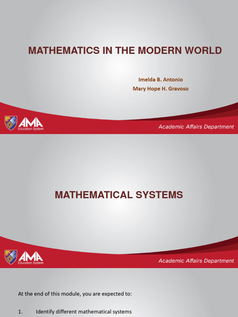 Module 015 Mathematical Systems | PDF | Elementary Mathematics ...