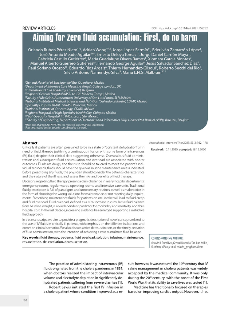 Aiming For Zero Fluid Accumulation First, Do No Harm | PDF ...