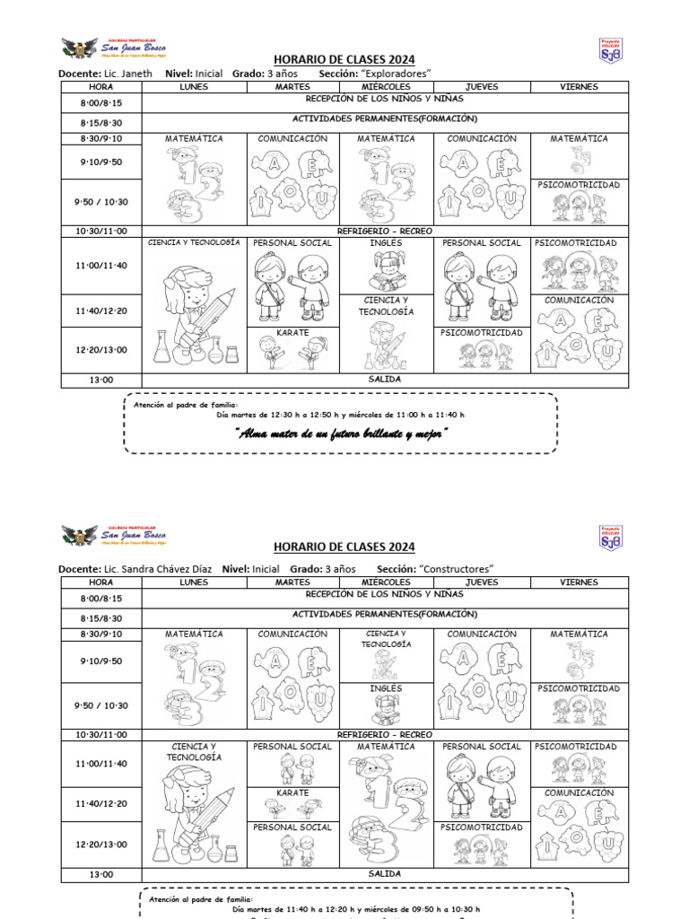 Horario de Clases 1 | PDF