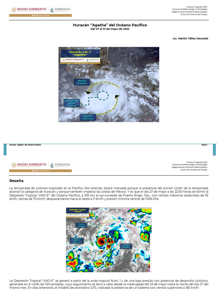2022-Reporte Huracan Agatha Conagua | PDF | Ciclones tropicales | Tormentas