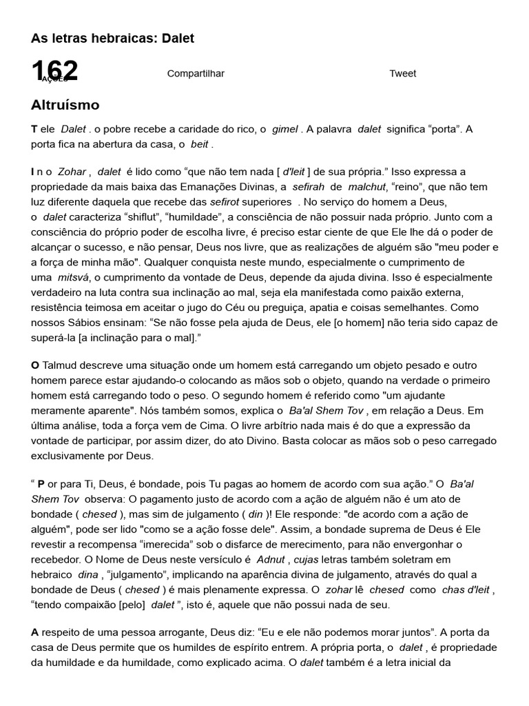 As Letras Hebraicas - Dalet - GalEinai - Revelando A Dimensão Interna ...