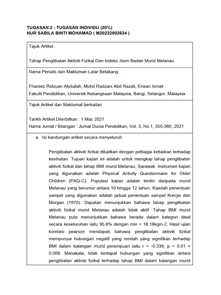 Tugasan 2 - Tugasan Individu 20% | PDF