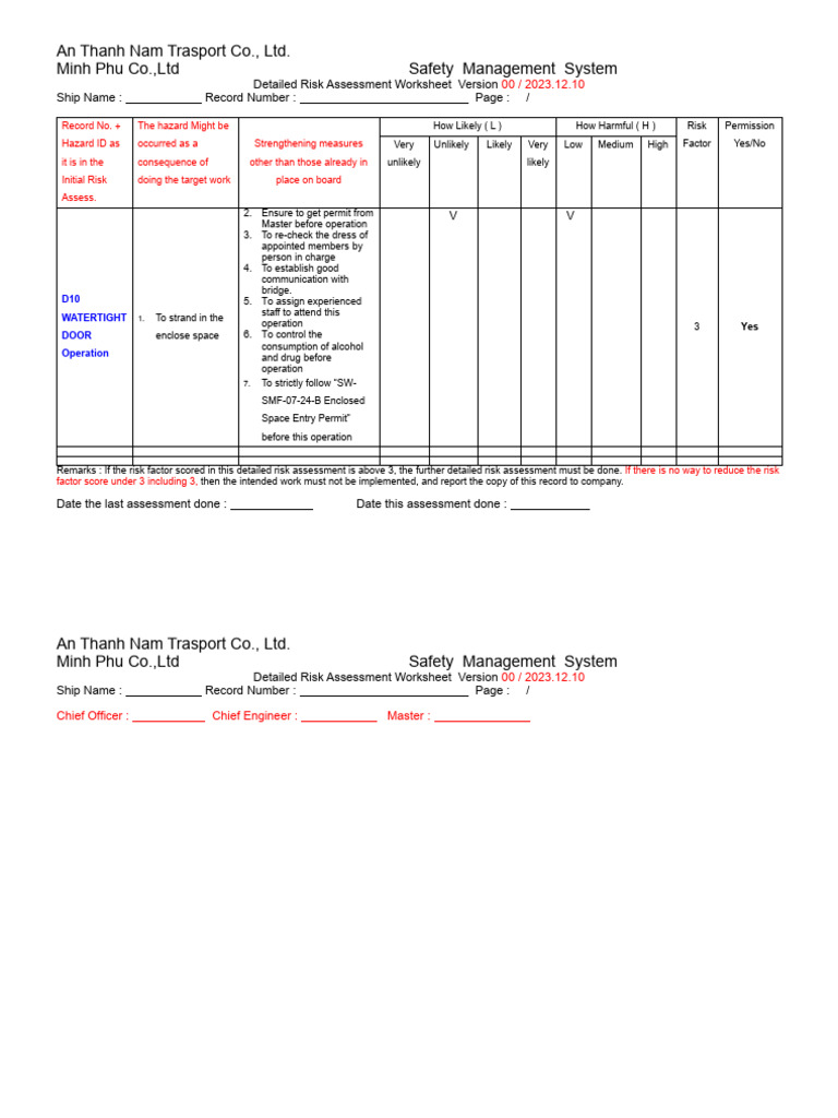 Detailed Risk Assessment Worksheet 2023 | PDF | Risk | Risk Assessment