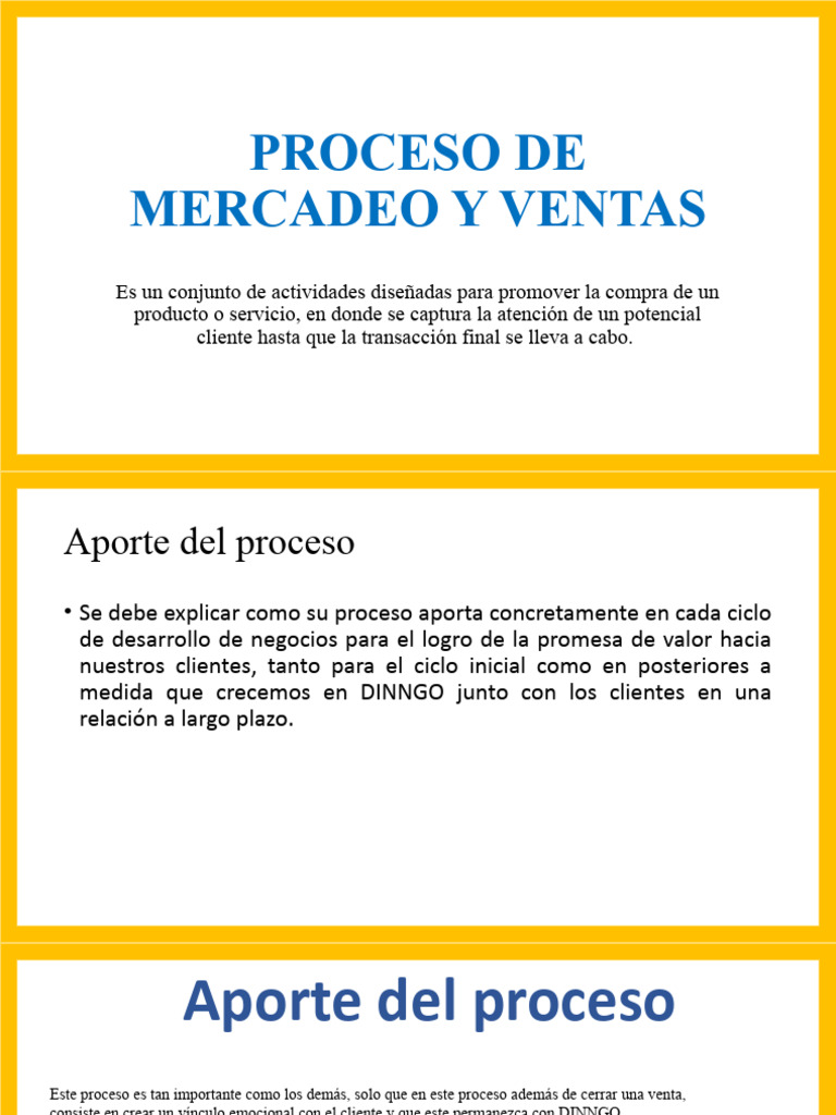 Proceso de Ventas y Mercadeo DINNGO | PDF | Marketing | Cliente