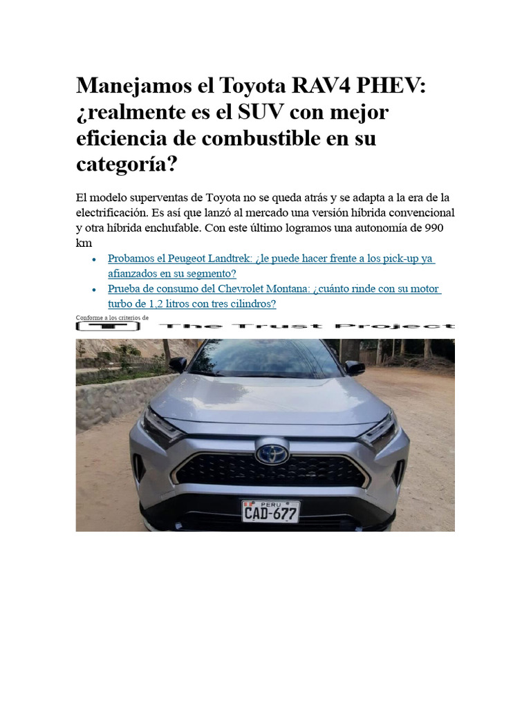 Manejamos El Toyota RAV4 PHEV | PDF