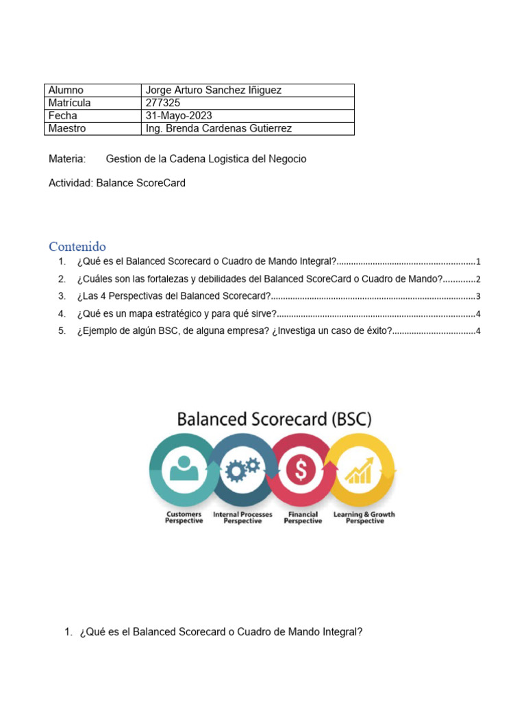 Balanced Score Card | PDF | Jerga corporativa | Negocios económicos