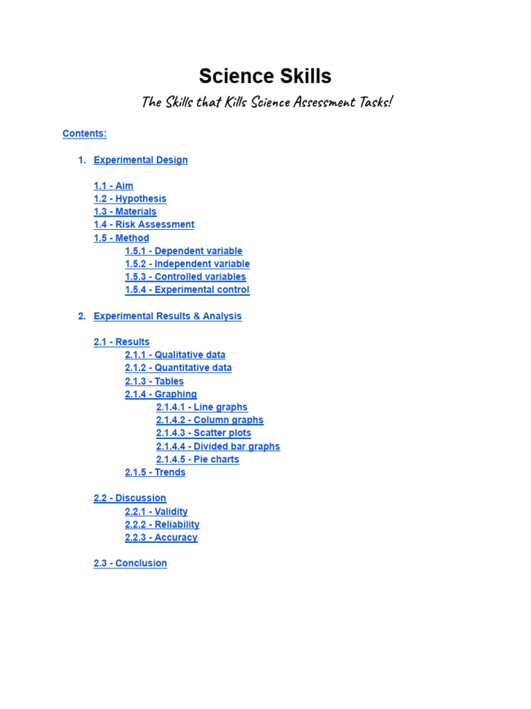 Science Skills | PDF | Experiment | Validity (Statistics)