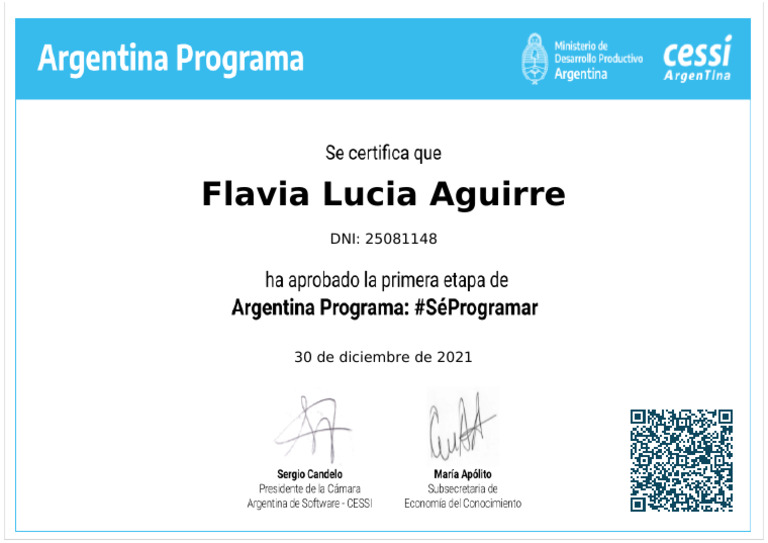 Certificado Argentina-Programa | PDF